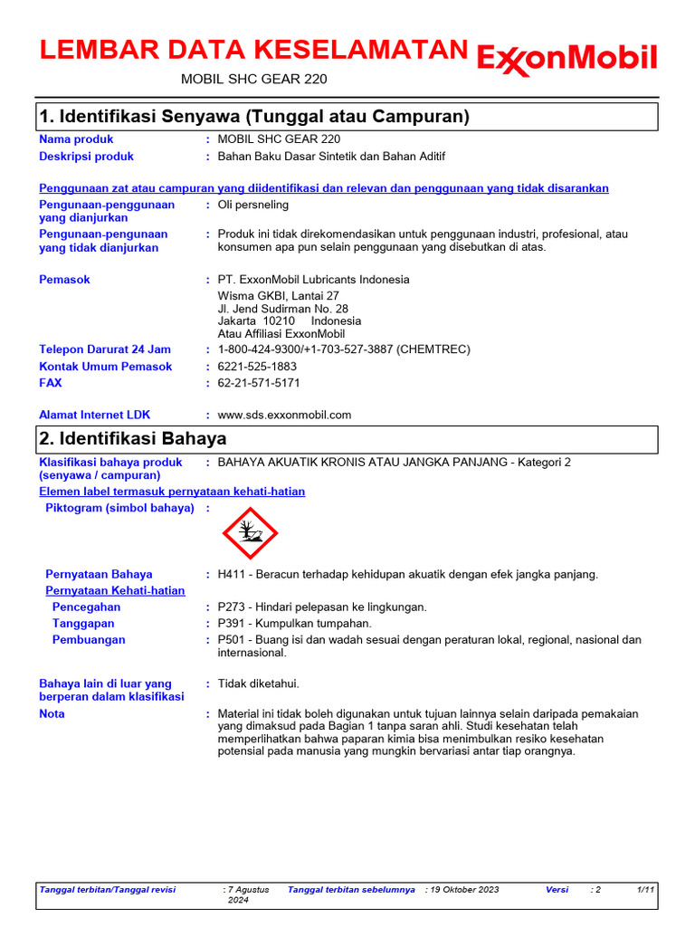 Mobil SHC Gear 220 - Bahasa Indonesia | PDF