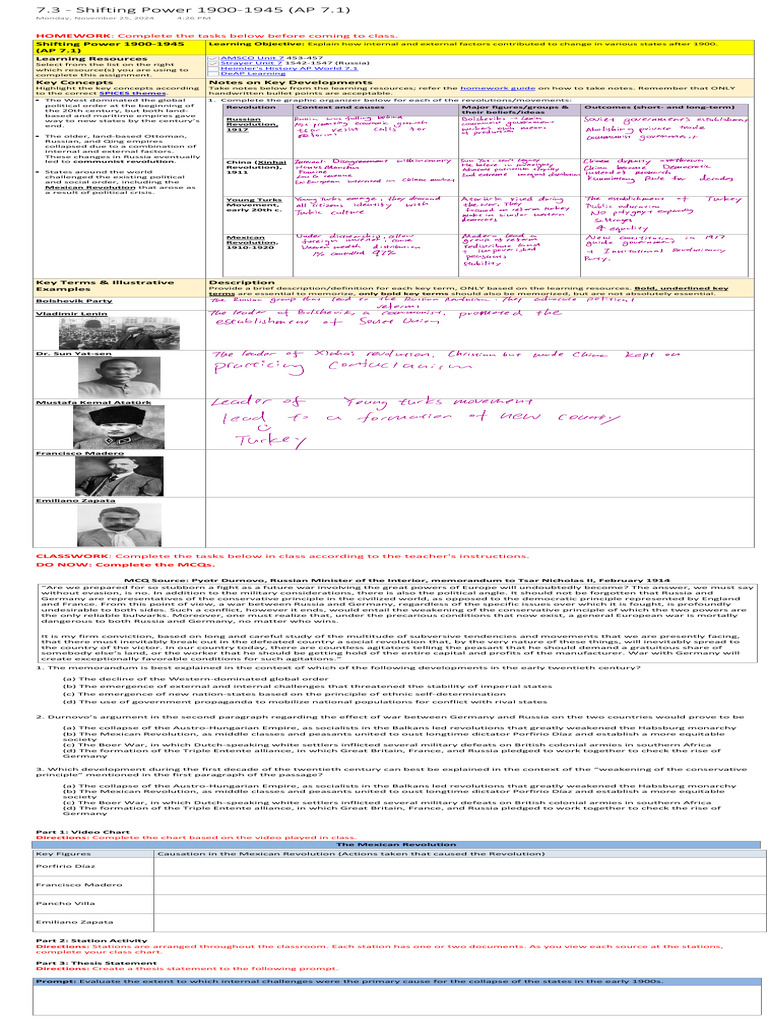 Shifting Power: 1900-1945 Overview | PDF | German Empire | Mexican ...