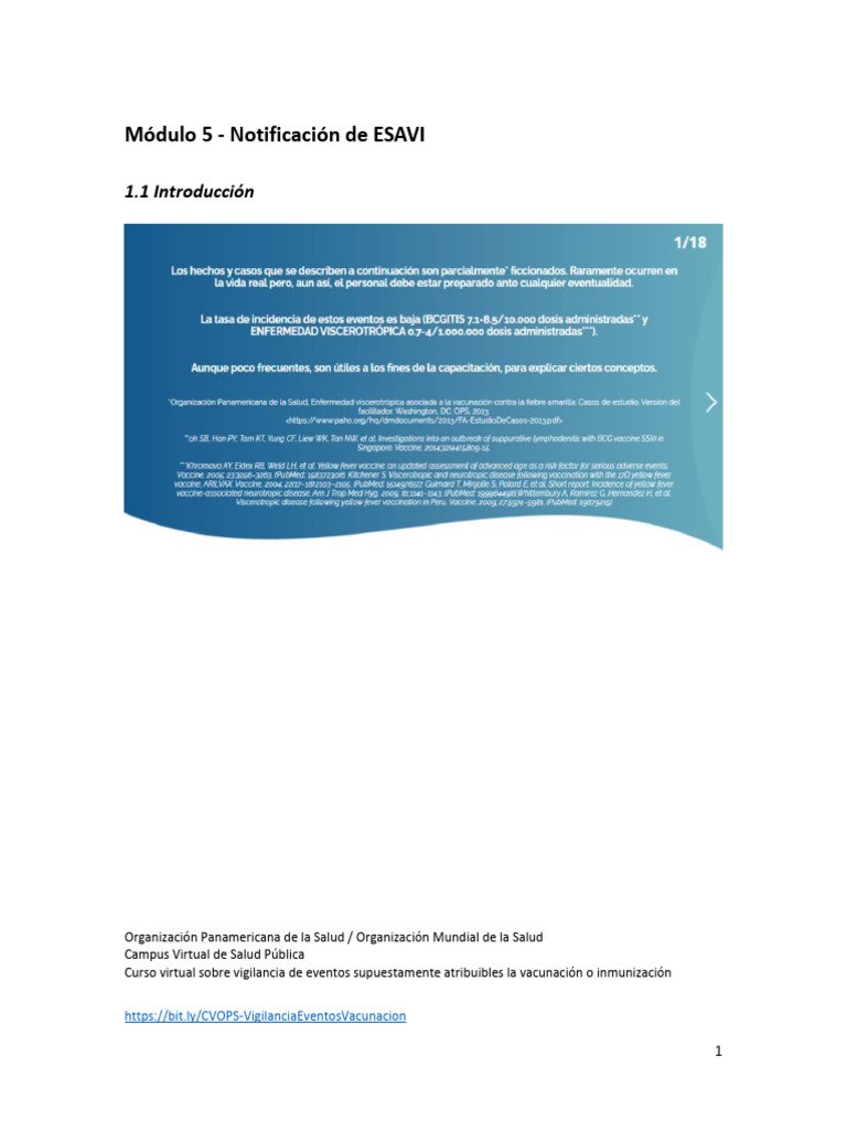 Módulo 5 - Notificación de ESAVI | PDF | Vacunación | Vigilancia
