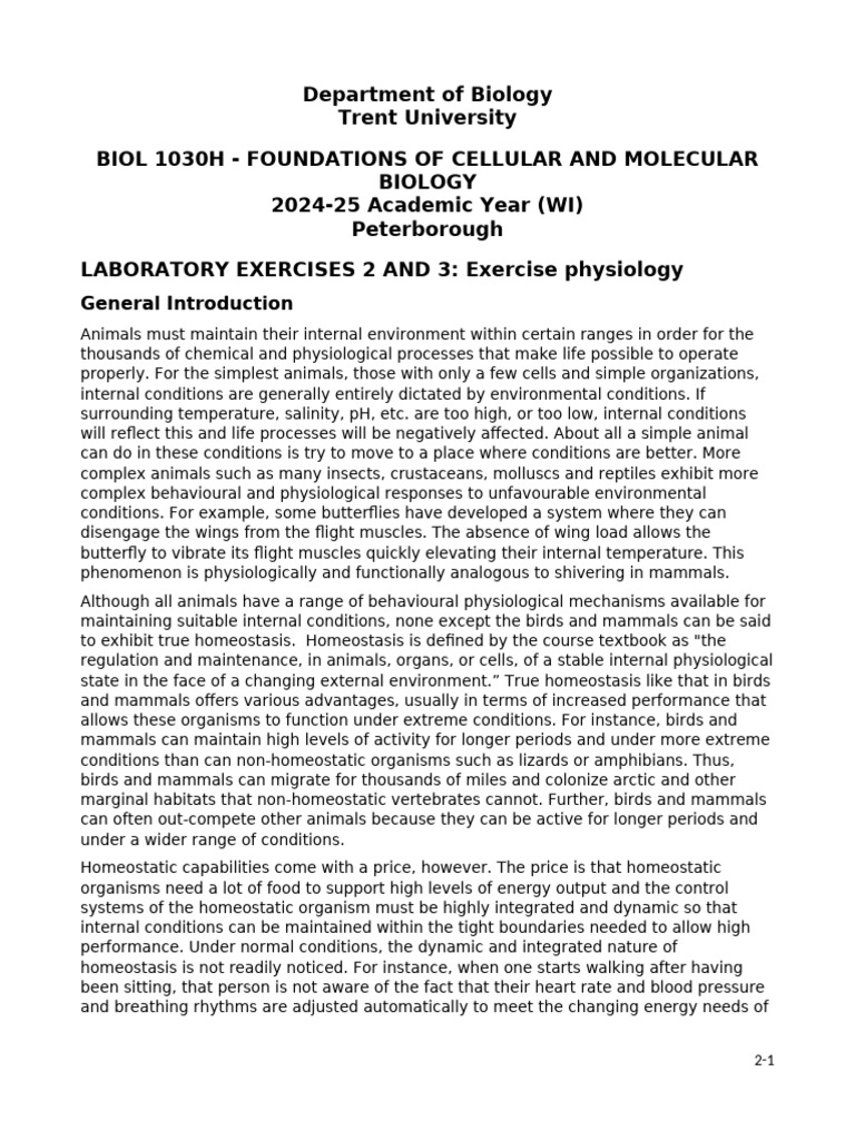 BIOL 1030 Ex Phys PT 1 - 2025 FINAL | PDF | P Value | Homeostasis