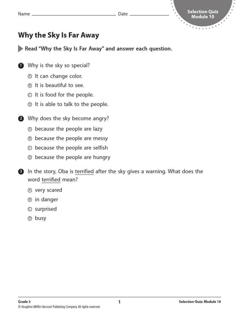 Why the Sky Is Far Away Quiz | PDF