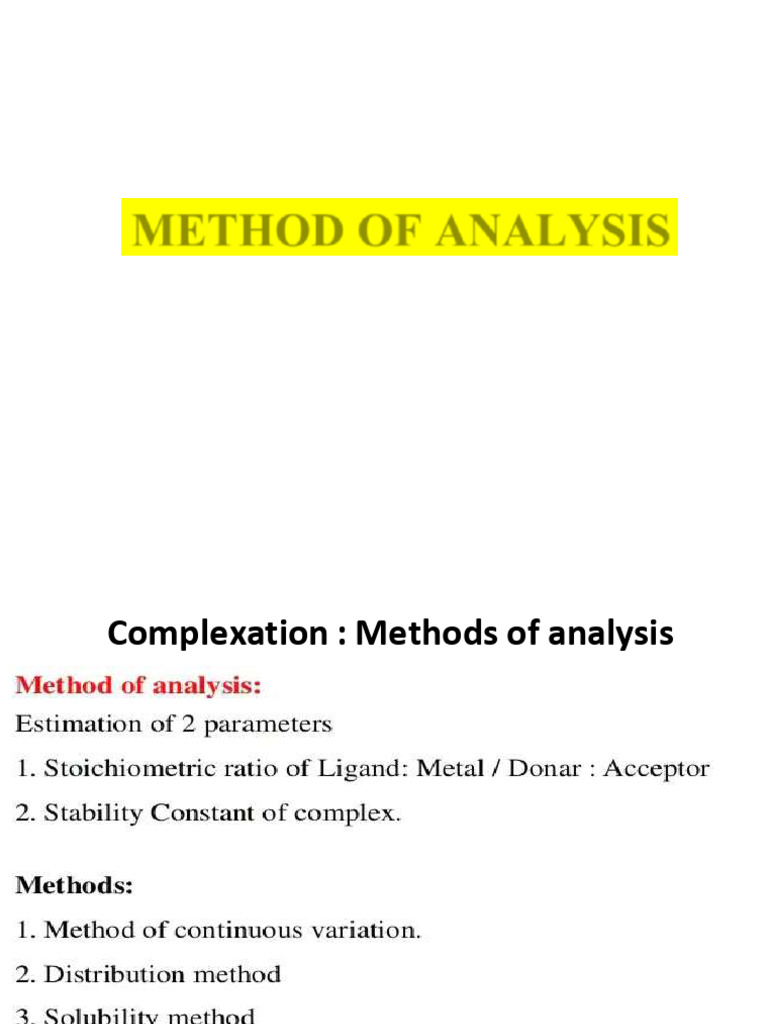 Complexation Analysis Methods | PDF