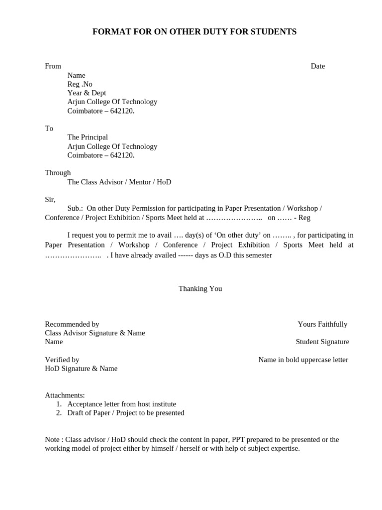 Od Letter Format - Act | PDF