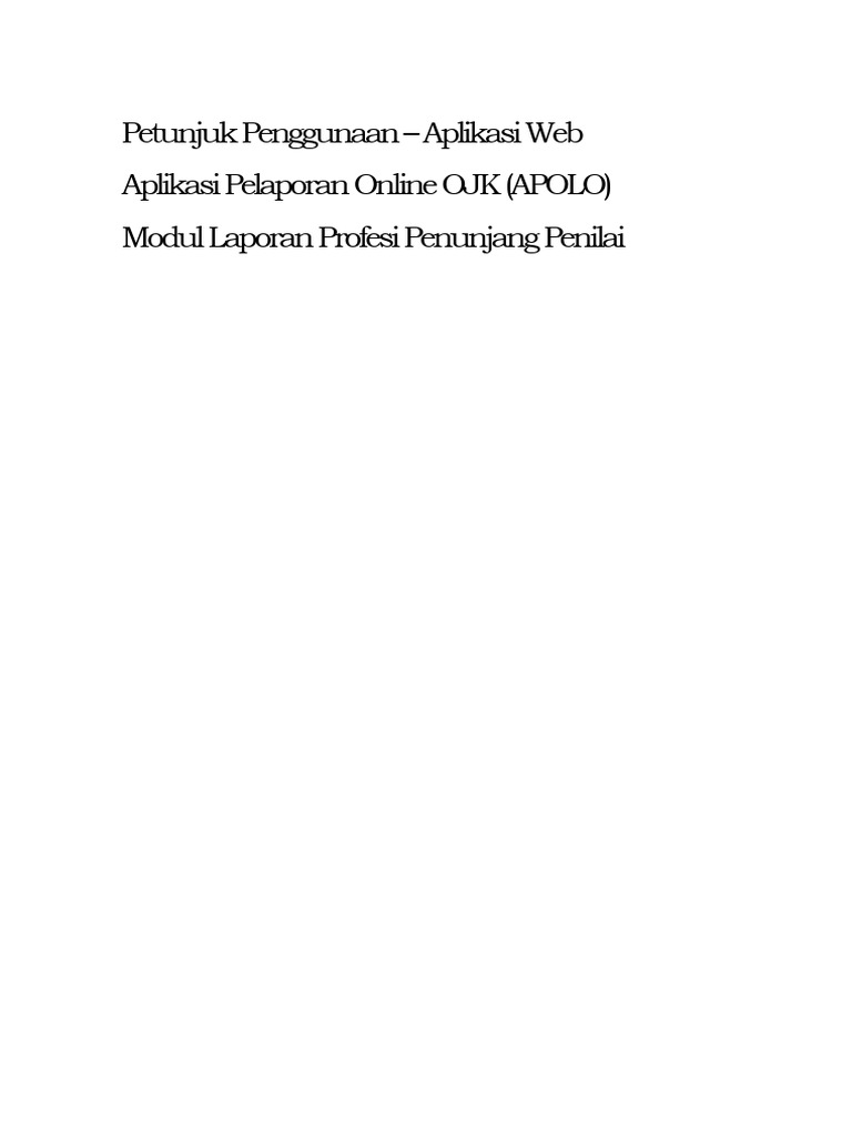 Petunjuk Penggunaan APOLO Web - Profesi Penunjang Penilai | PDF