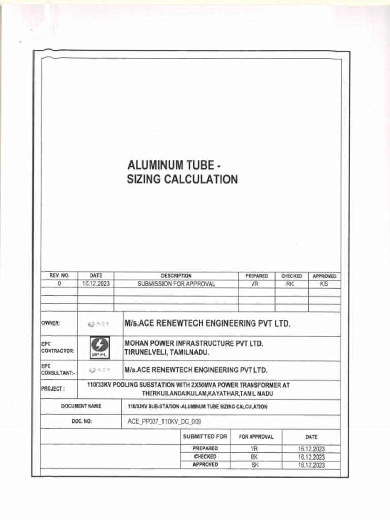 Aluminium Tube Sizing Calculation | PDF