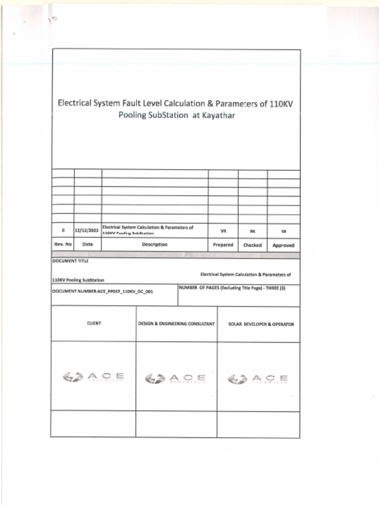 Electrical System Level Fault Level Calculation | PDF