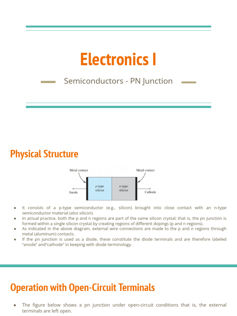 Electronics I - Semiconductors - PN Junction | PDF | P–N Junction | Semiconductors