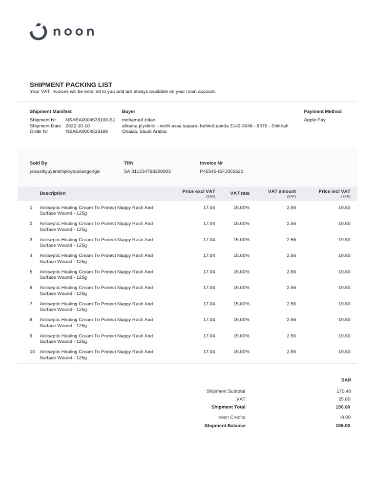 noon-doc-80038888 (1) | PDF | Invoice | Payments