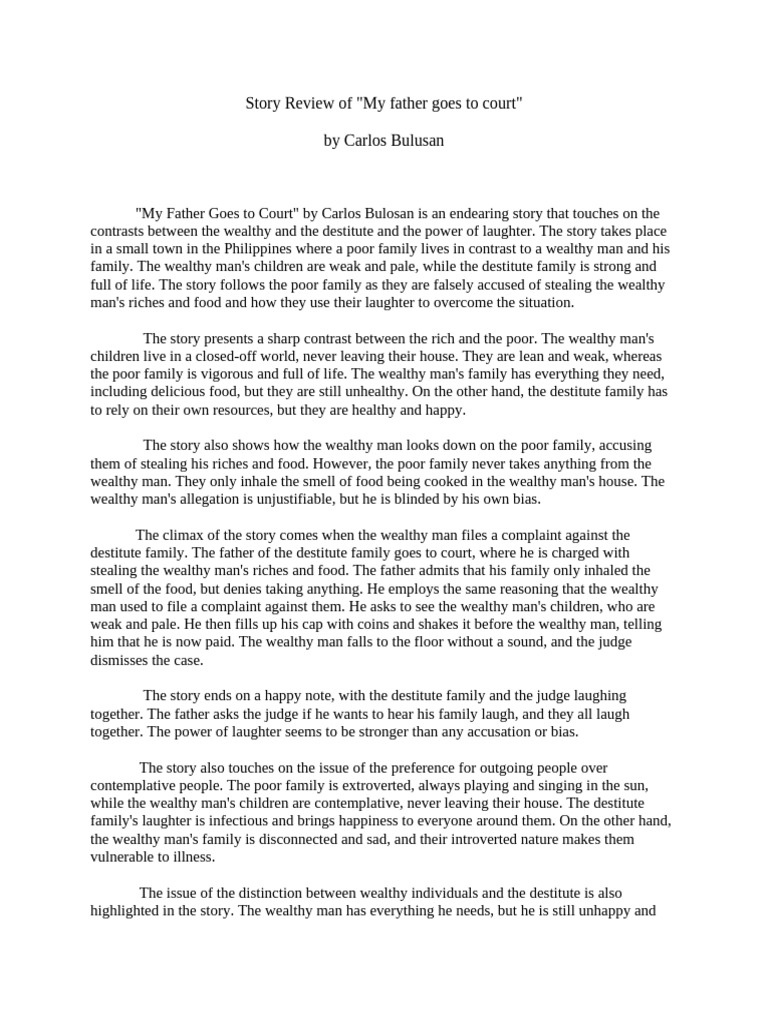 My Father Goes To Court by Carlos Bulosan | PDF | Extraversion And ...