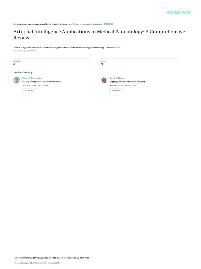 Artificial Intelligence Applications in Medical Pa | PDF | Malaria ...