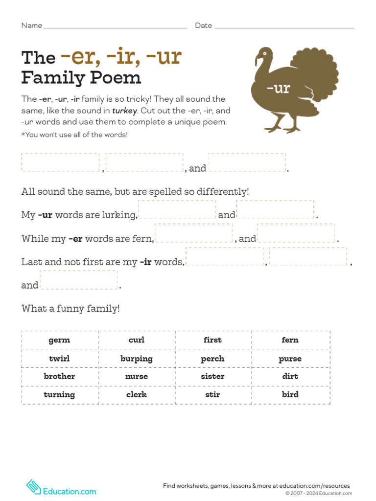 The Er Ir Ur Family Poem | PDF