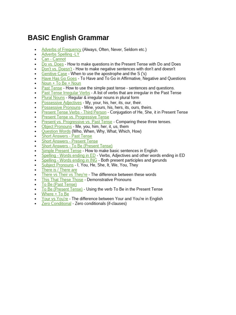BASIC English Grammar | PDF