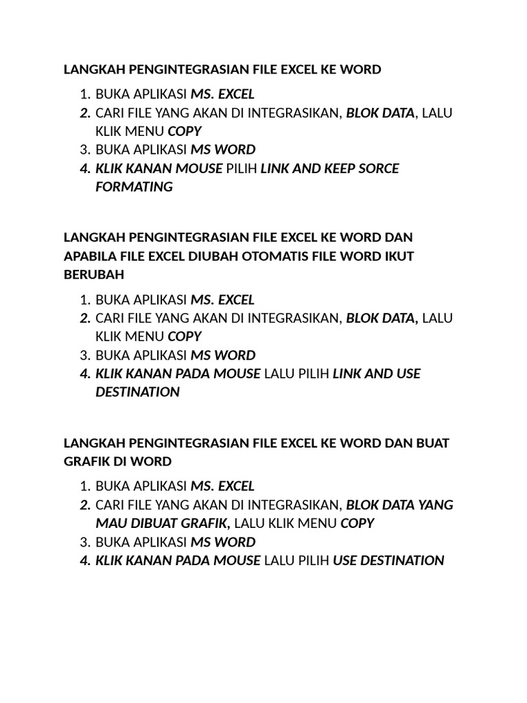 Integrasi Excel ke Word | PDF