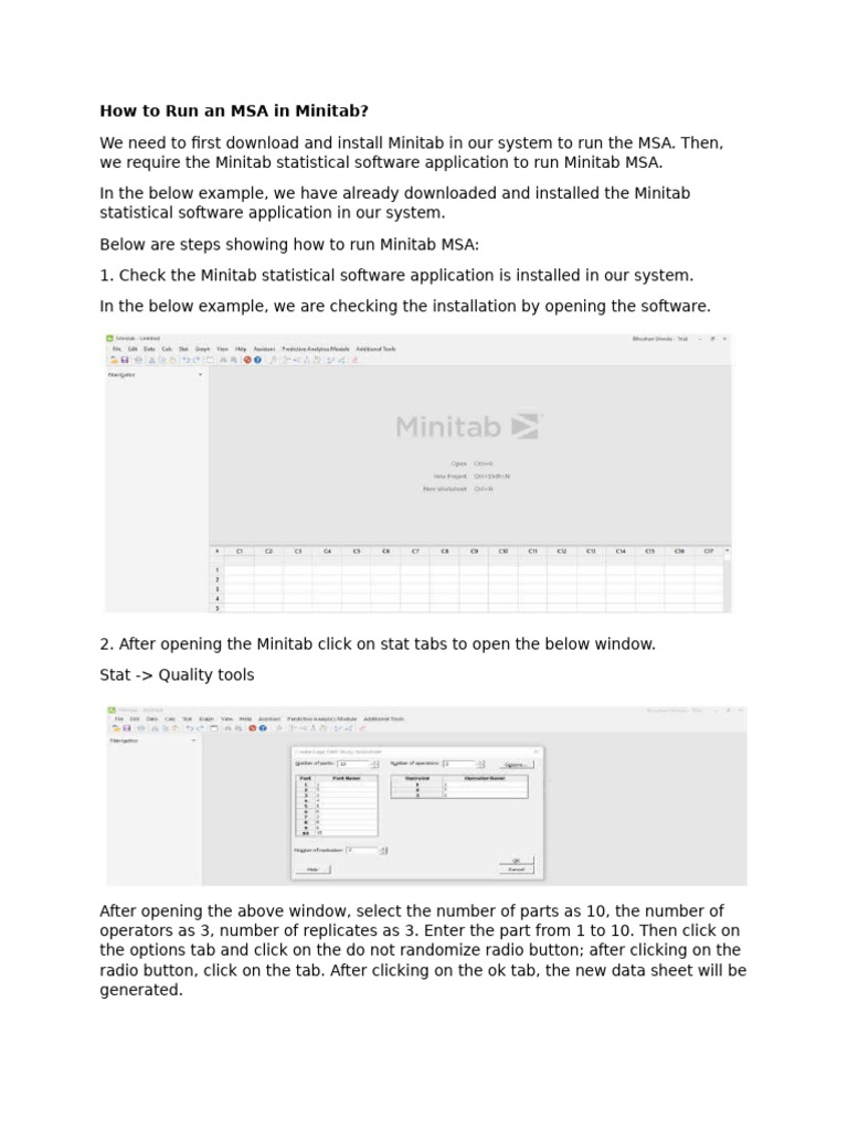 How To Run An MSA in Minitab | PDF | Computing