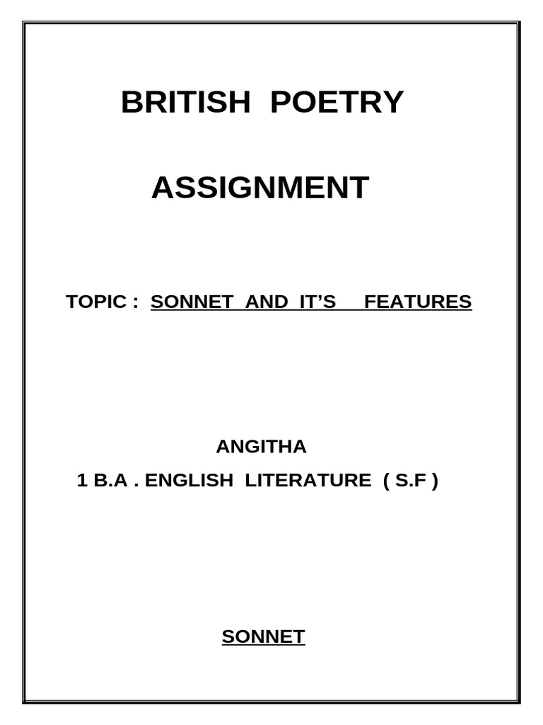 Features of Sonnet Forms in Poetry | PDF | Sonnets | Poetry