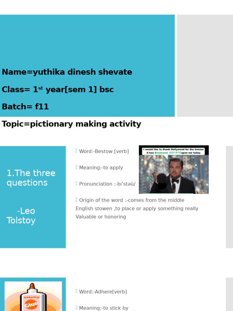 English PPT Pictionary Activity 7 | PDF | Adjective | Word