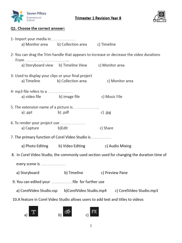Trimester1 Final Revision Y8 2024-2025 | PDF | Computer Graphics ...