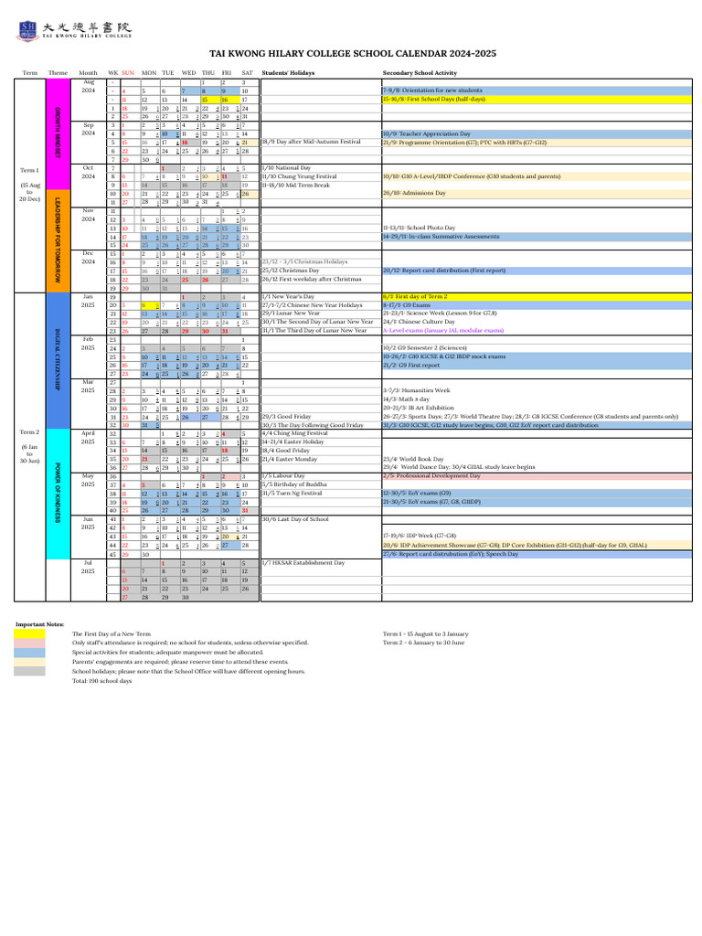school calendar | PDF | Observances | Schools