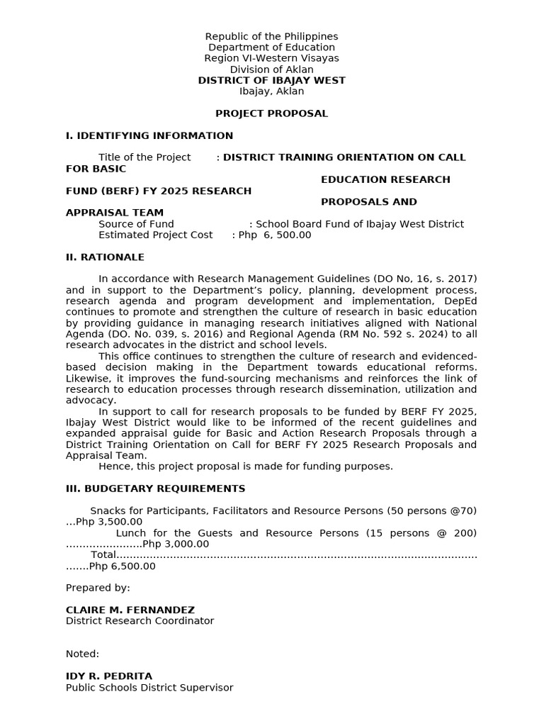 Berf Training-Proposal | PDF