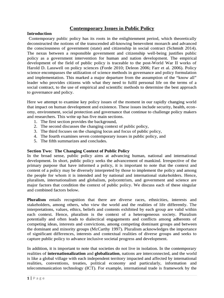 Key Contemporary Public Policy Issues | PDF | Agriculture | Climate Change
