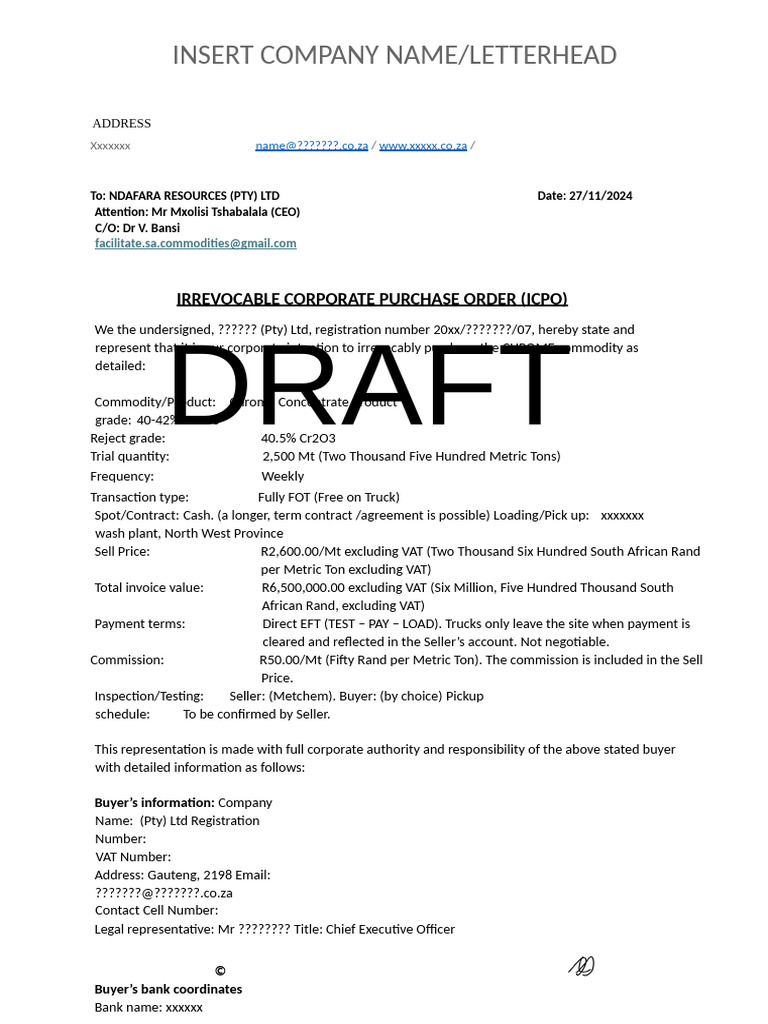 Irrevocable Purchase Order for Chrome | PDF | Business | Economies