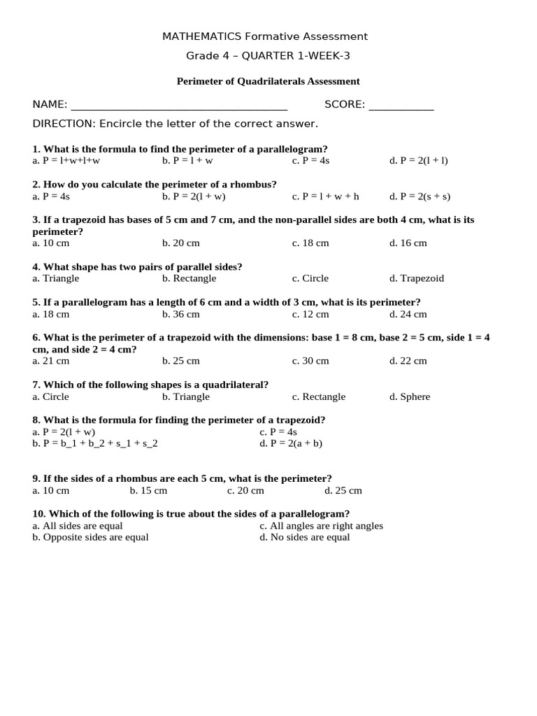 MATHEMATICS Formative Assessment 3 | PDF