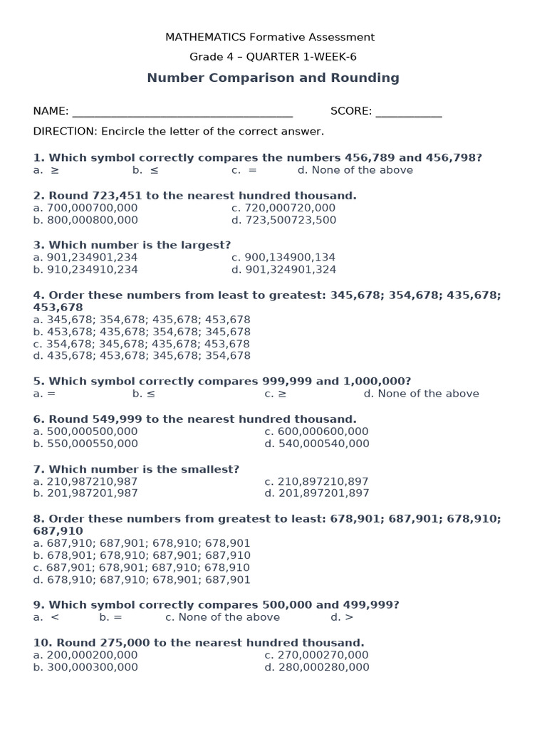 MATHEMATICS Formative Assessment 6 | PDF