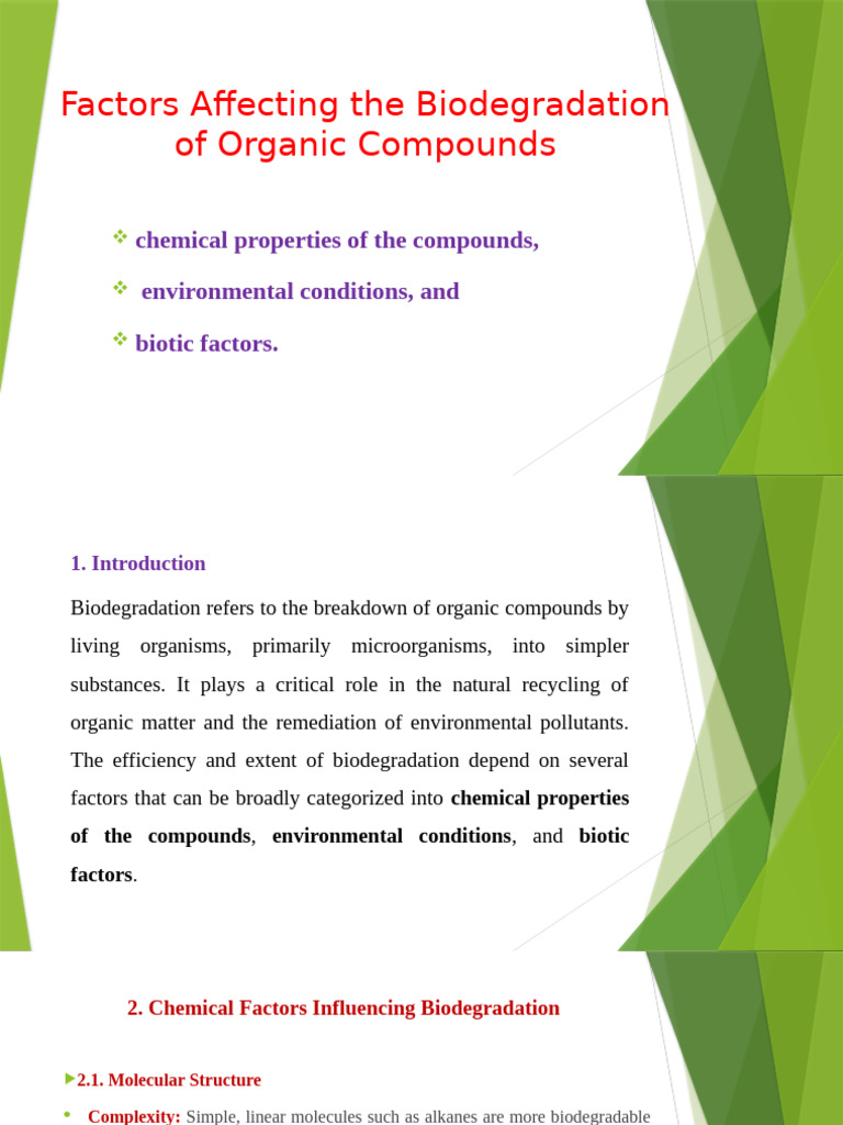 Factors Affecting The Biodegradation of Organic Compounds | PDF | Biodegradation | Soil