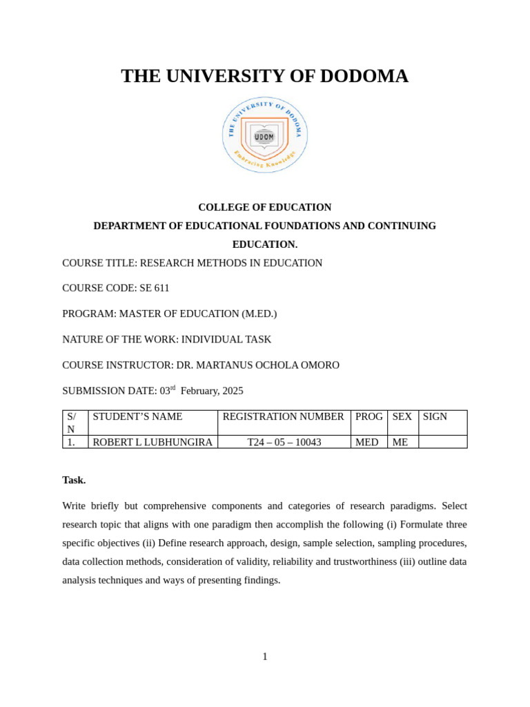 Comprehensive Components and Categories of Research Paradigms | PDF ...