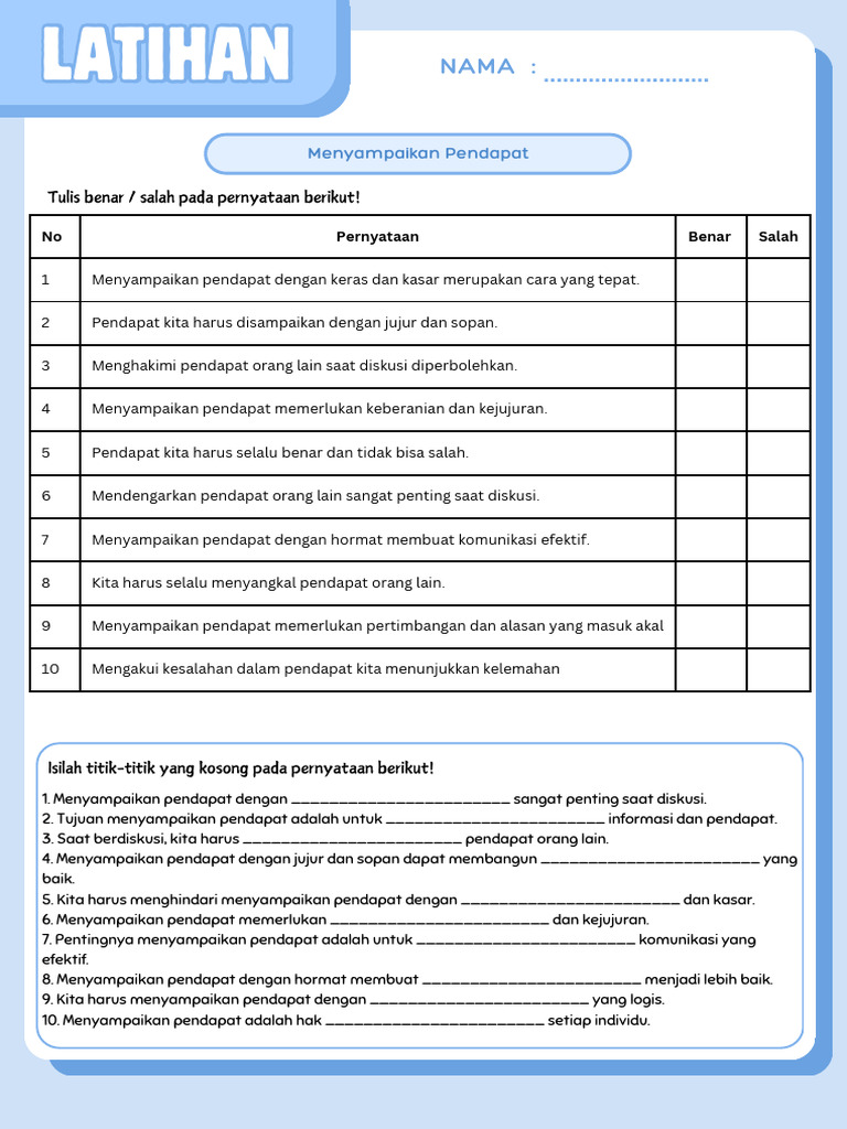 LKPD Bi - Menyampaikan Pendapat | PDF