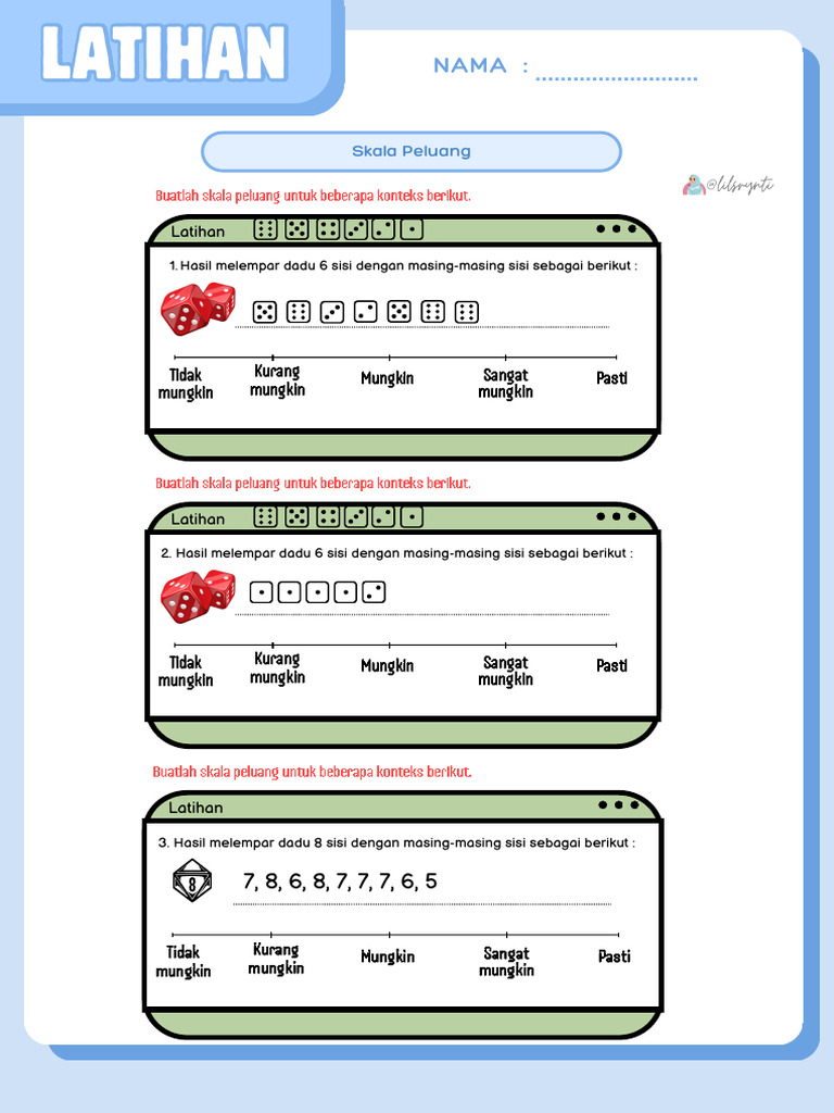 LKPD MATH - Skala Peluang | PDF