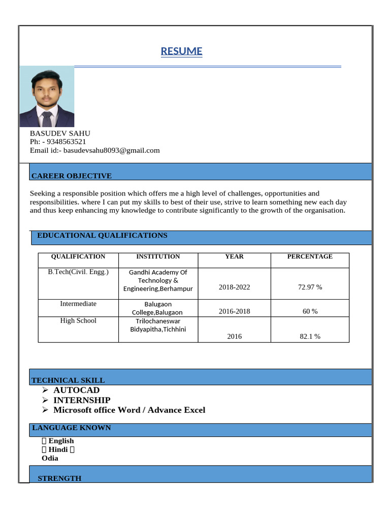 Basudv Sahu CV | PDF