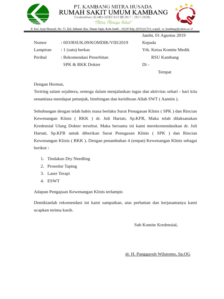 Rekomendasi SPK & RKK | PDF