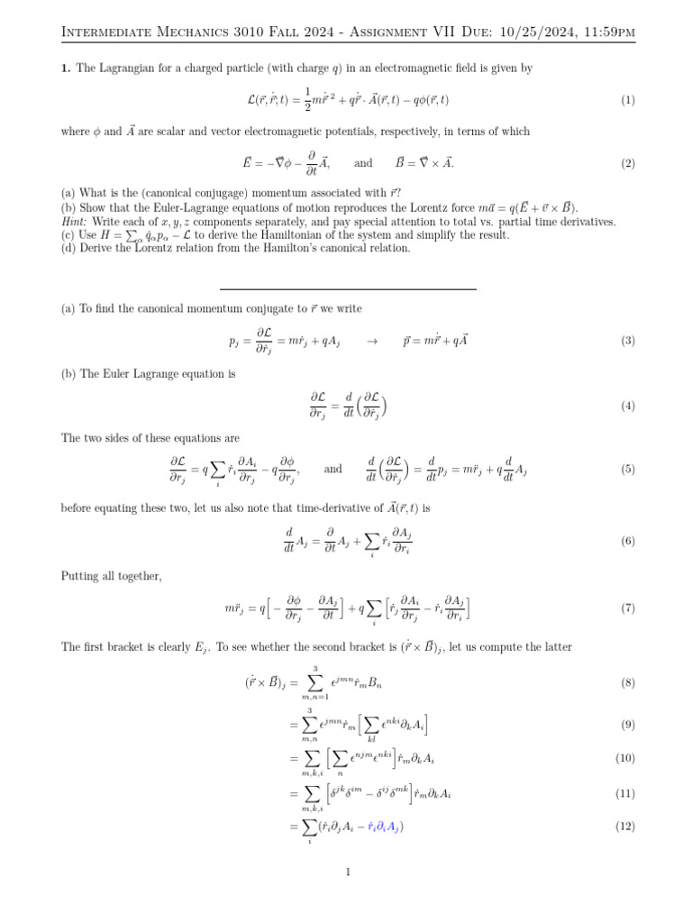 Solution 7 | PDF | Lagrangian Mechanics | Hamiltonian Mechanics