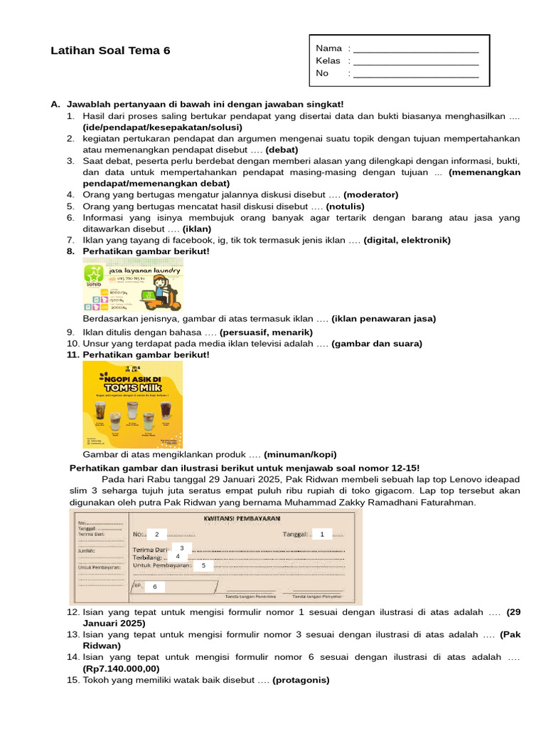 Latihan Soal Diskusi + Kunci | PDF
