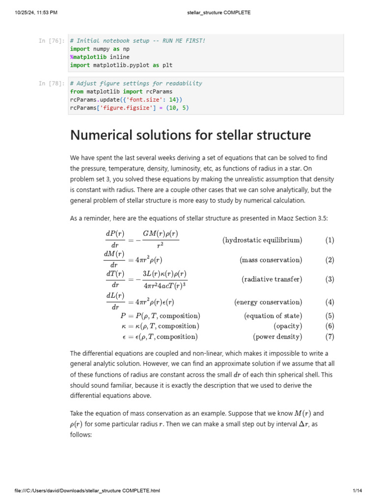 Stellar Structure COMPLETE | PDF | Physics | Physical Sciences