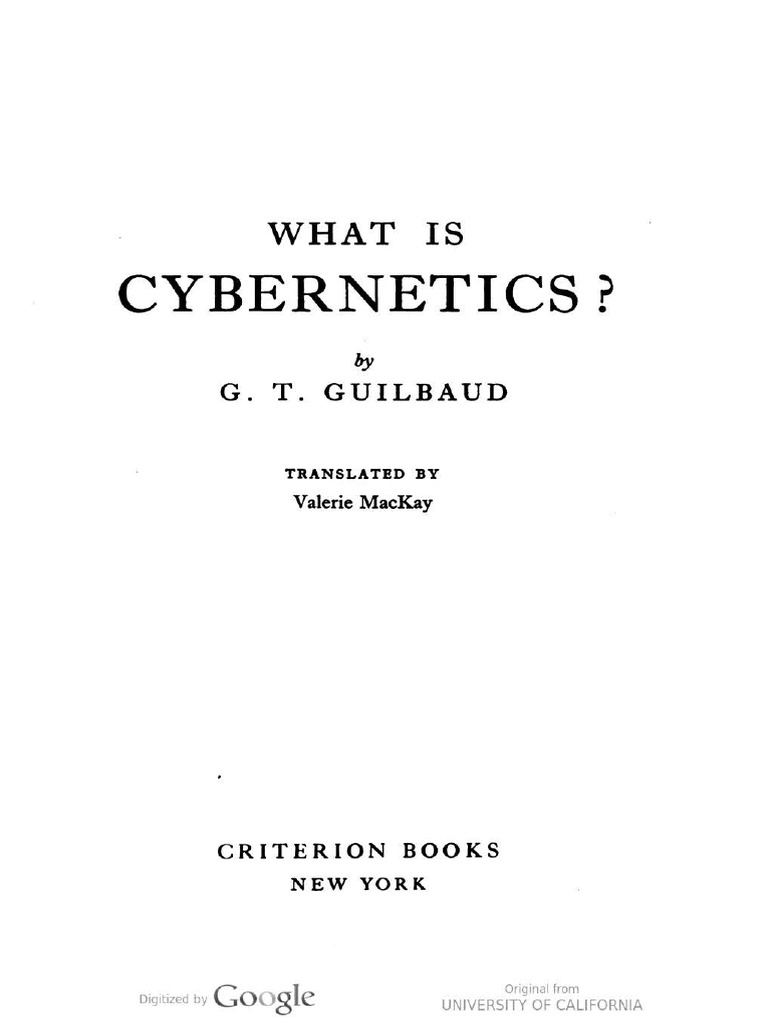 1954 - Guilbaud - What Is Cybernetics | PDF | Science | Throttle
