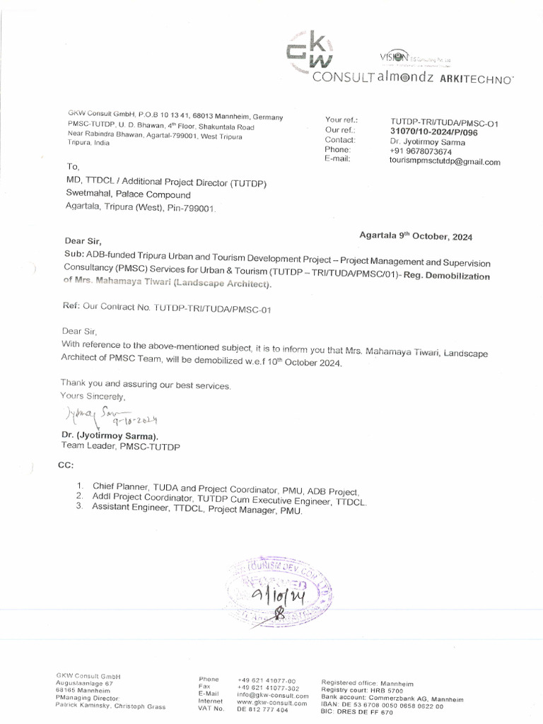 Tripura Urban Project: Architect Demobilization | PDF