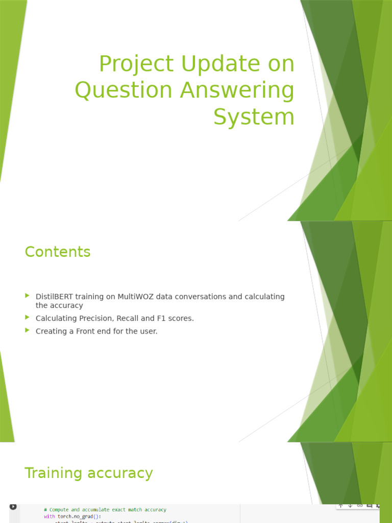 Project Update on Question Answering System | PDF