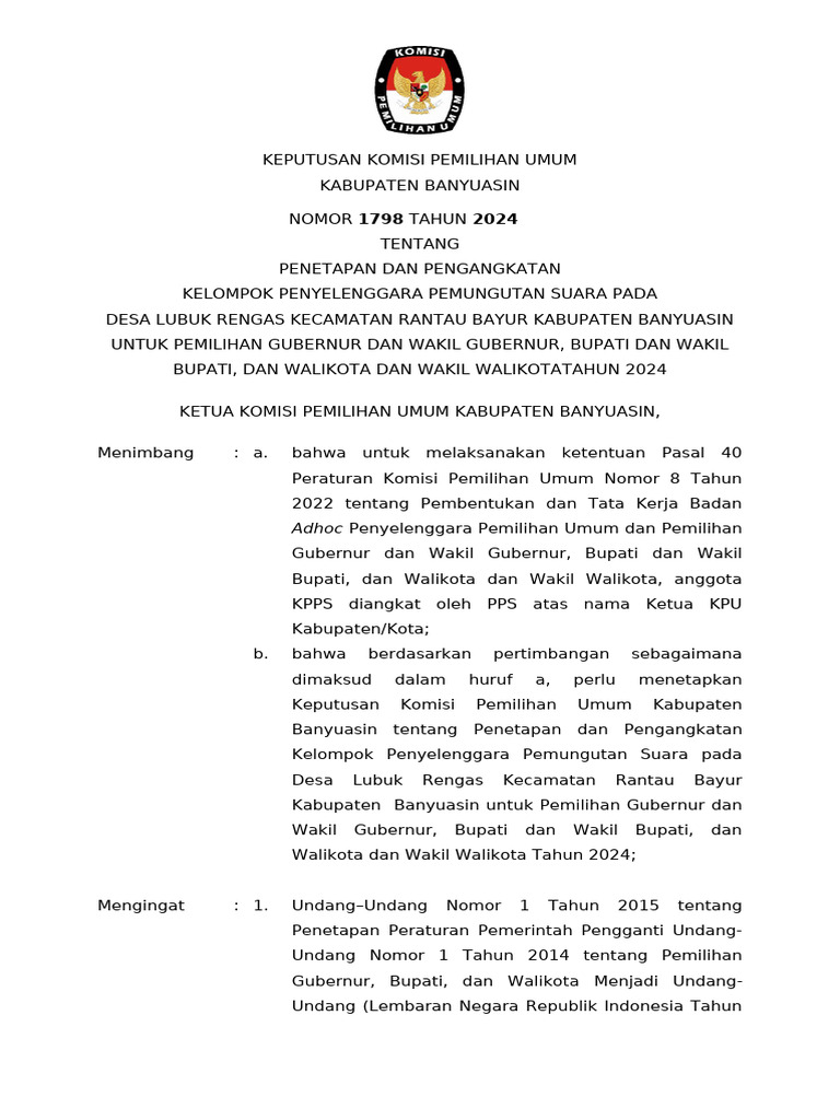 3 SK Pengangkatan KPPS | PDF