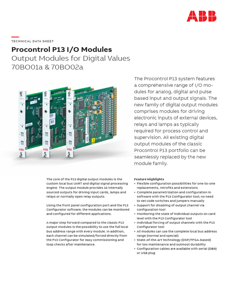 2VAA007652 en B Procontrol+P13+Output+Modules+for+Digital+Values | PDF | Relay | Input/Output