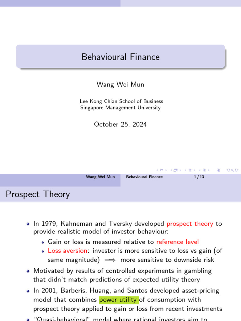 Understanding Prospect Theory in Finance | PDF | Behavioral Economics ...