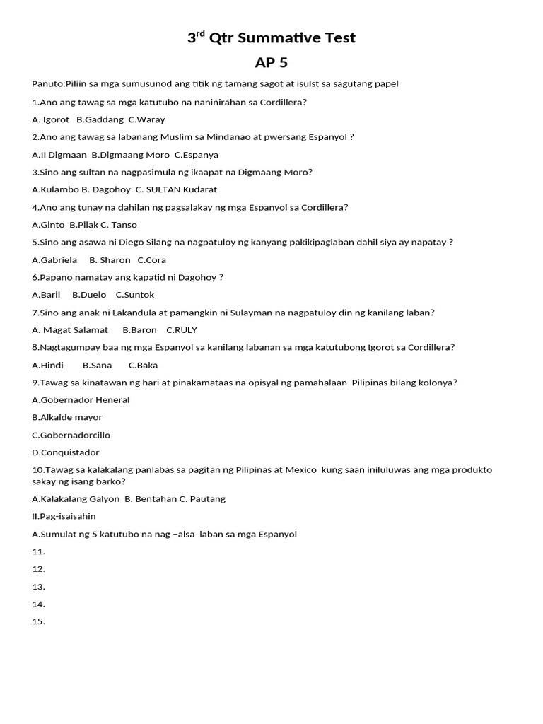 3rd QTR Summative Test | PDF