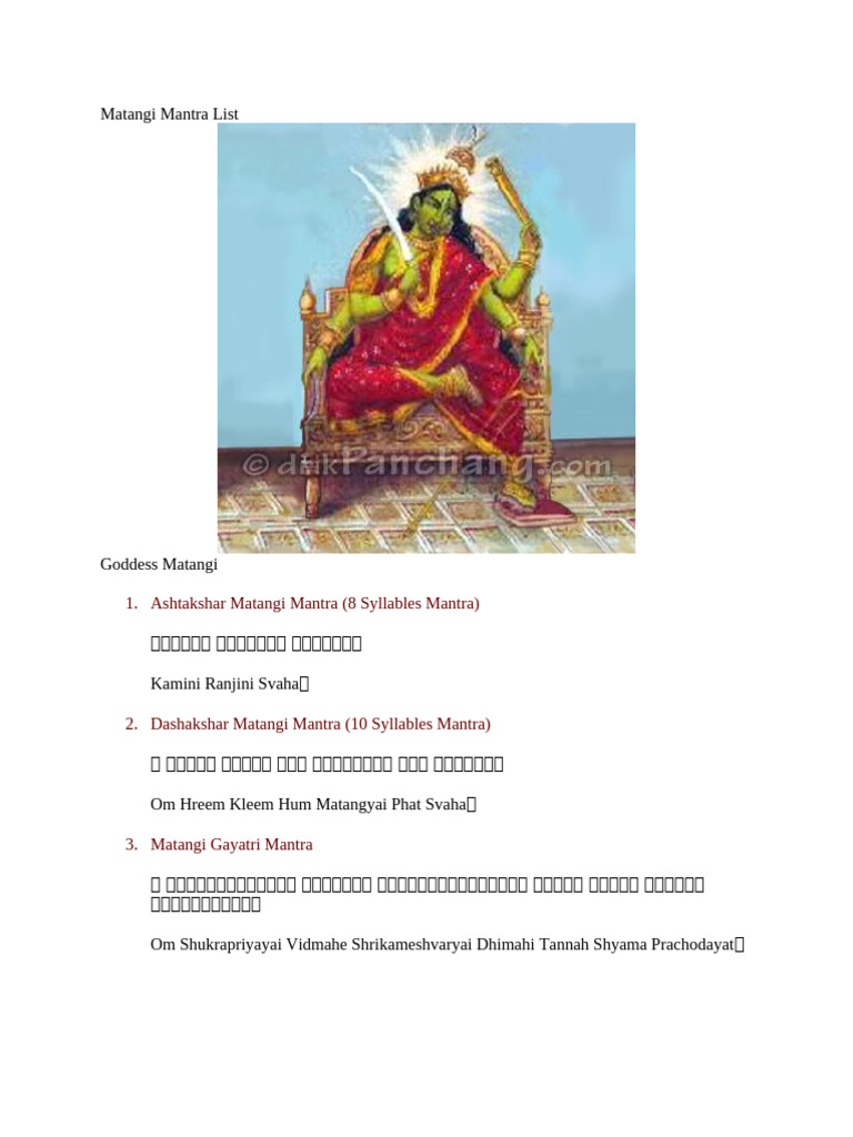 Matangi Mantra Collection | PDF