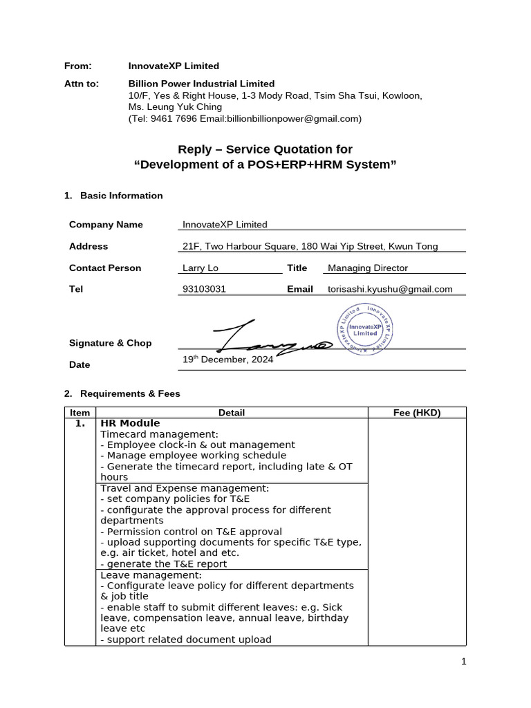 RFQ_Billion Power_IXP_R0 | PDF | Point Of Sale | Invoice