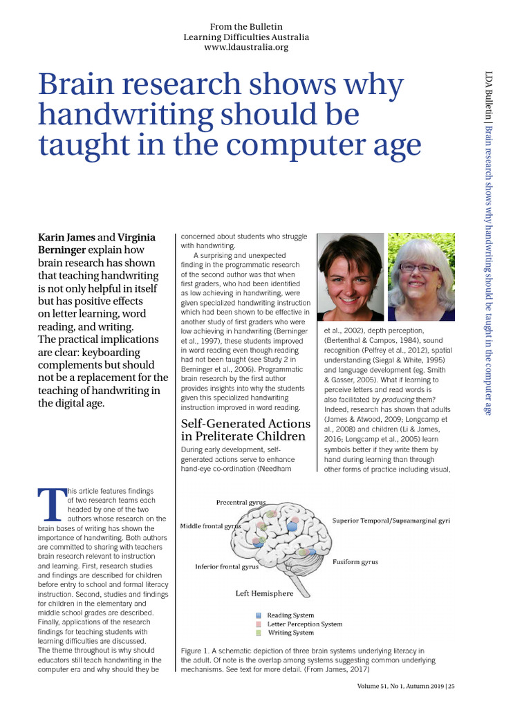 Brain Benefits of Teaching Handwriting | PDF | Functional Magnetic ...