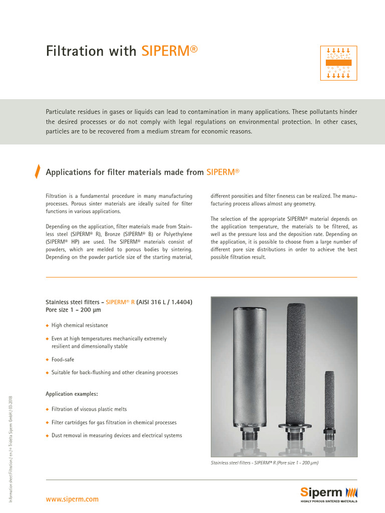 Filtration Information Sheet | PDF | Filtration | Porosity