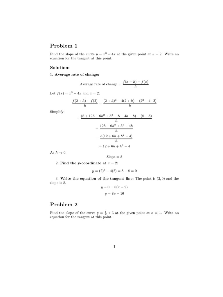 Calculus_worksheet | PDF | Slope | Tangent
