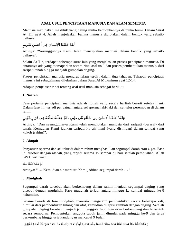 Asal Usul Penciptaan Manusia | PDF