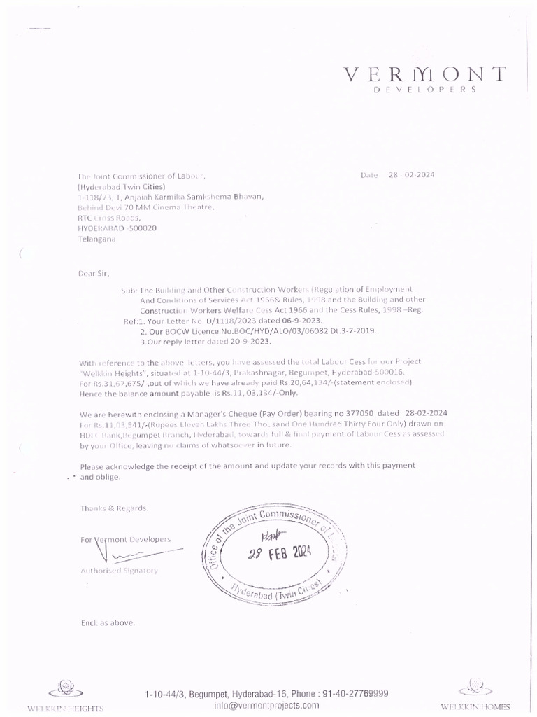 Labour Cess Payment details | PDF